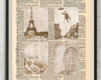 Items similar to Old Printing Press dictionary art print. Unique art ...