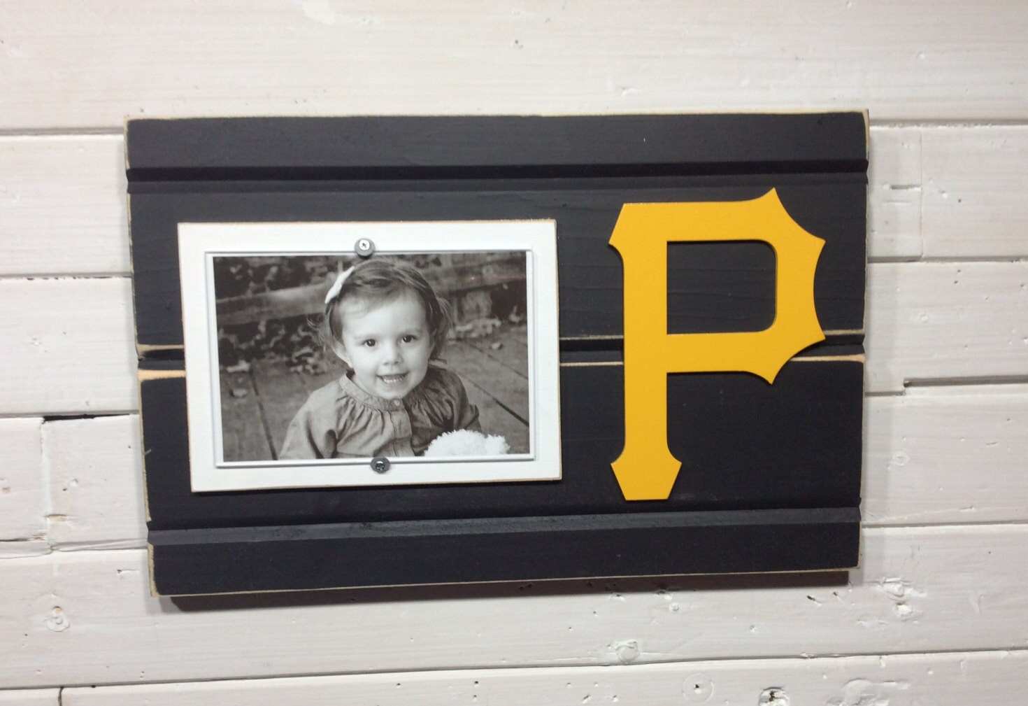 Pittsburgh Pirates picture frame holds 4x6 photo by KDCobbleShop