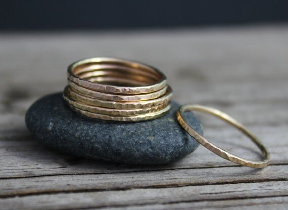 Solid 14k Yellow Gold Stacking Rings Handmade Stacking Rings