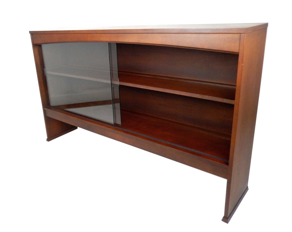 Mid Century Modern Walnut Glass Display Case Modern TV Stand Media ...