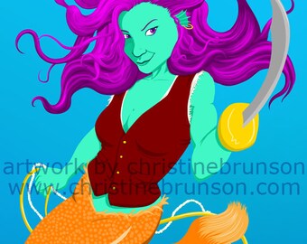 Mermaid with sword | Etsy