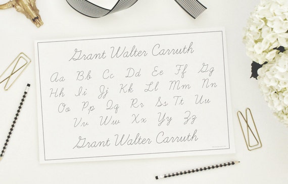 Custom Cursive Alphabet Tracing Pad 11 x 17 52 by figandcotton