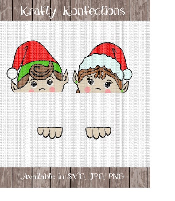 Items similar to Set of PeekaBoo Elf Faces Digital Design - Instant ...