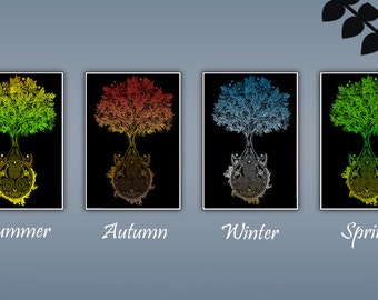 Four seasons art | Etsy