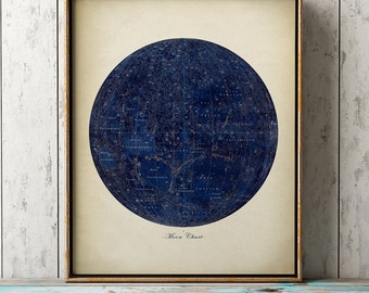 Blue moon print | Etsy
