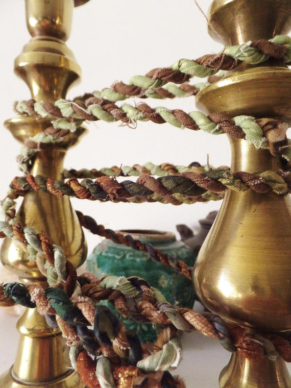 Items similar to Brown & Green Rope Garland Christmas Tree Decoration ...