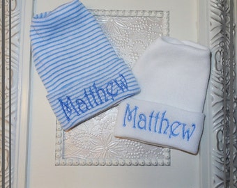 THREE LETTER MONOGRAM baby boy newborn hospital hat
