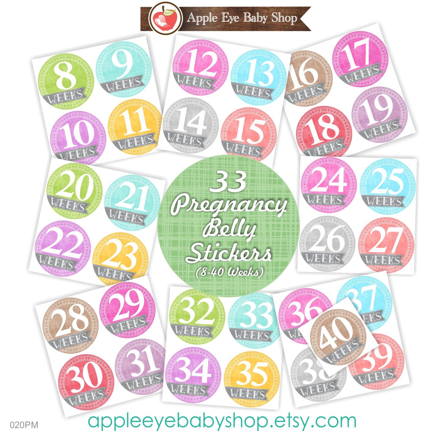 33 Pregnancy Belly Stickers 8-40 Weekly Stickers Baby Bump