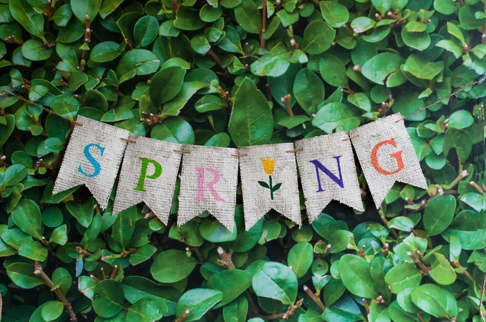 Spring Tulip Banner Spring Tulip Decor Spring Burlap Banner