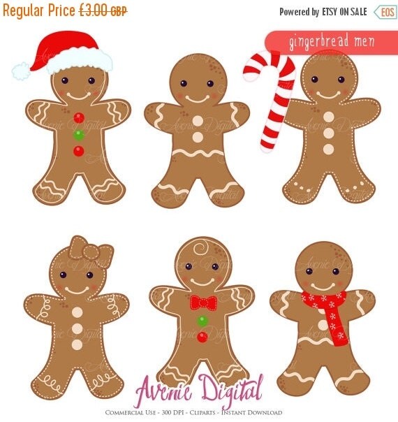 SALE Gingerbread man Clipart Scrapbook printables by AvenieDigital