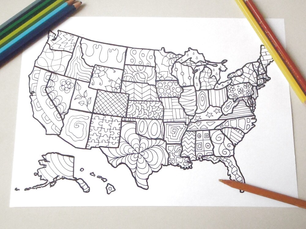 stati uniti mappa america cartina colorare adulti bambini usa