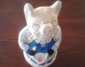 Paper mache pig | Etsy