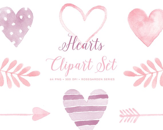 watercolor hearts, clipart hearts, valentine clipart, love clipart ...