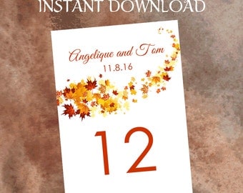 Fall table numbers | Etsy