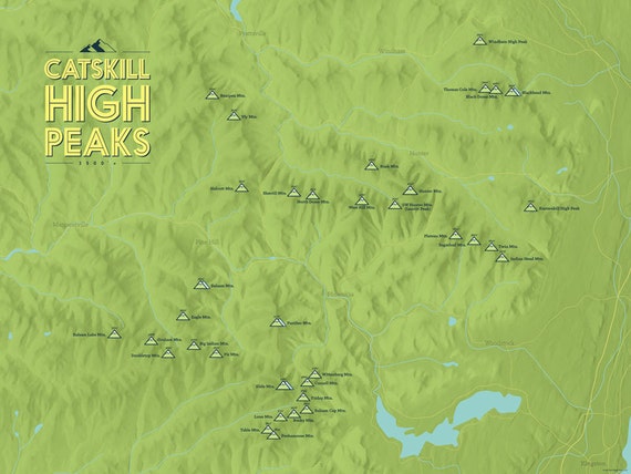 Catskill High Peaks Map 18x24 Poster by BestMapsEver on Etsy