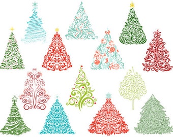 Tree clip art swirly tree flourish swirls branches whimsical