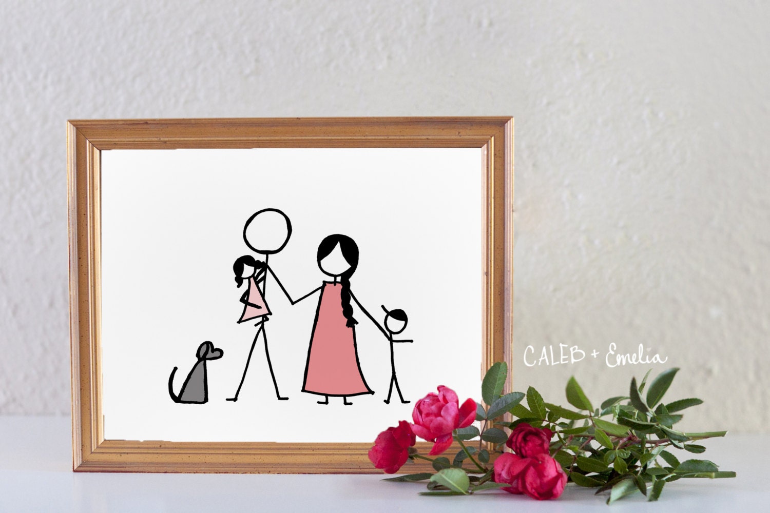 Custom Simple Stick Figure Family Portrait by CalebandEmelia