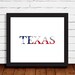 Texas State Flag Inside Word Texas red white blue black wall