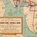 Map of New York city subway system 1954. Vintage restoration