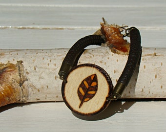 Pyrography bracelet | Etsy