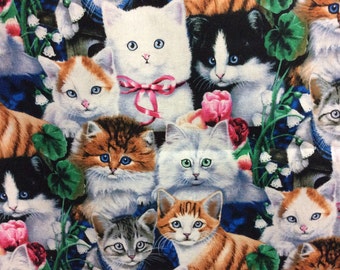 Cat cotton fabric | Etsy