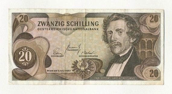 Vintage Currency 20 Zwanzig Schilling 1967 VF Circulated