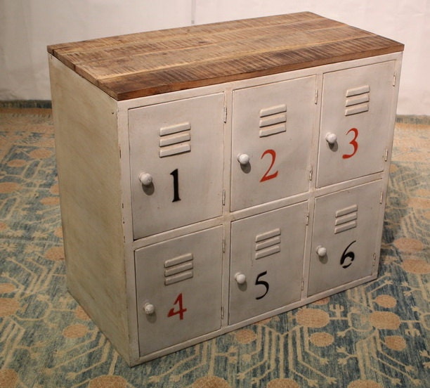 Industrial Style Metal and Reclaimed Wood Old School Numbered Locker ...