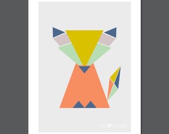 Geometric fox | Etsy