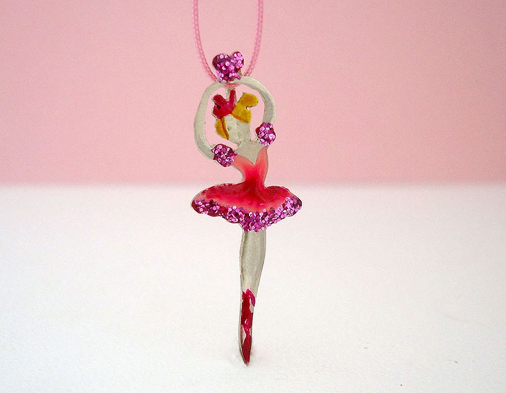 Pink Ballerina Necklace Sterling Silver Ballerina Enamel