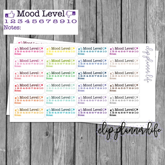 Mood Level Tracking Planner Stickers // by ClipPlannerLife on Etsy