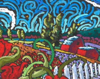 Vivid Oil Pastel mini-Landscapes by Brett Varney by BrettVarneyArt