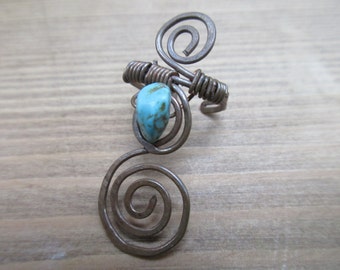 Items similar to Abstract Forged and Wire Wrapped Ring SIZE 7 with ...