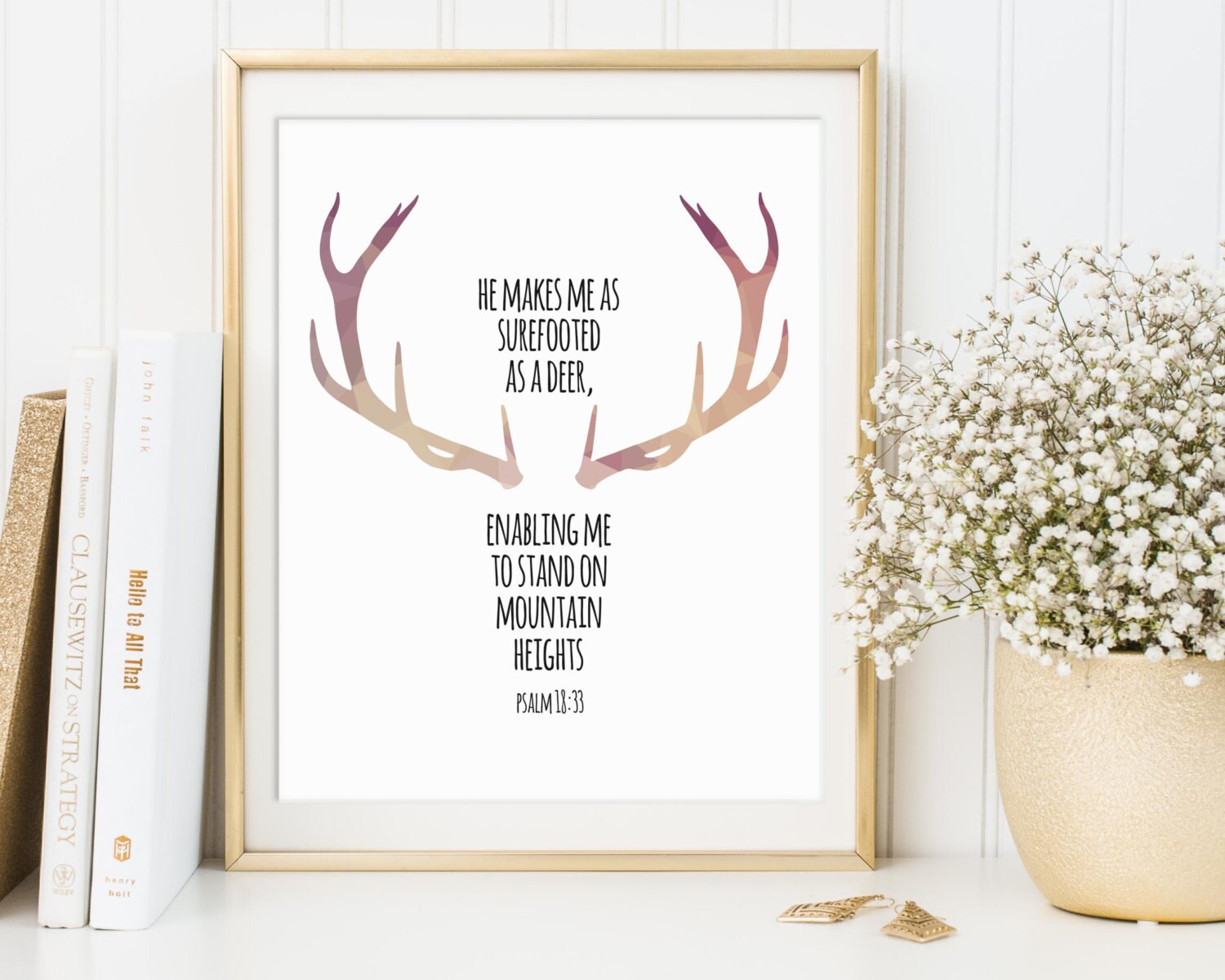 Psalm 18:33 Printable Bible Verse Printable Antlers Deer