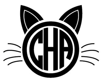 Cat monogram decal | Etsy