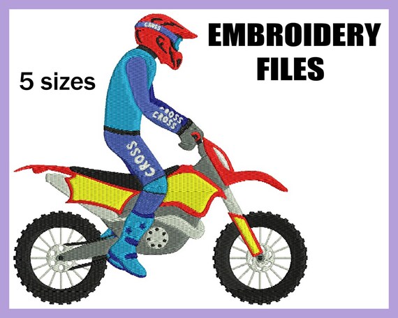Motocross Biker Design for Embroidery Machine by EmbroPlanet