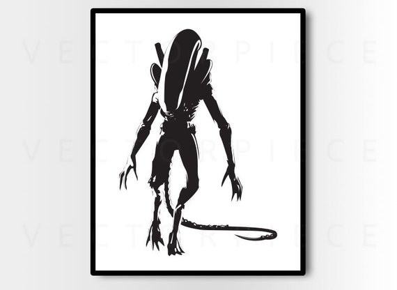 Alien Poster Instant Download Minimalist Art by vectorpiece