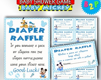Mickey Mouse Diaper Raffle Tickets for Boy Baby Shower in Red