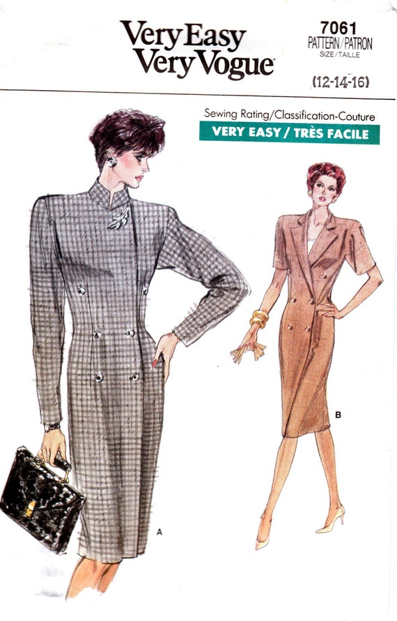 Vintage Vogue Sewing Pattern 1980s Dress Pattern _ 80s