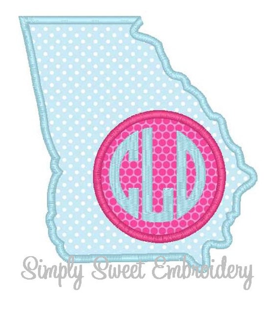 State of Georgia Monogram Machine Embroidery Applique Design