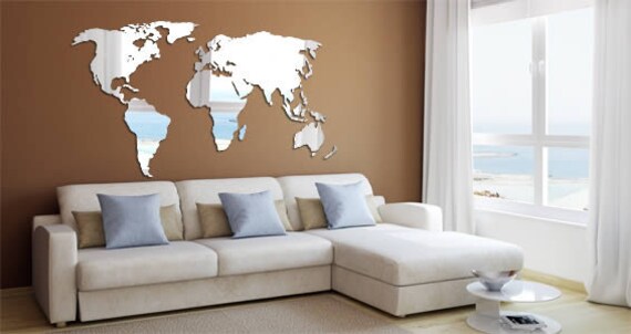 World Map Acrylic Wall Mirror