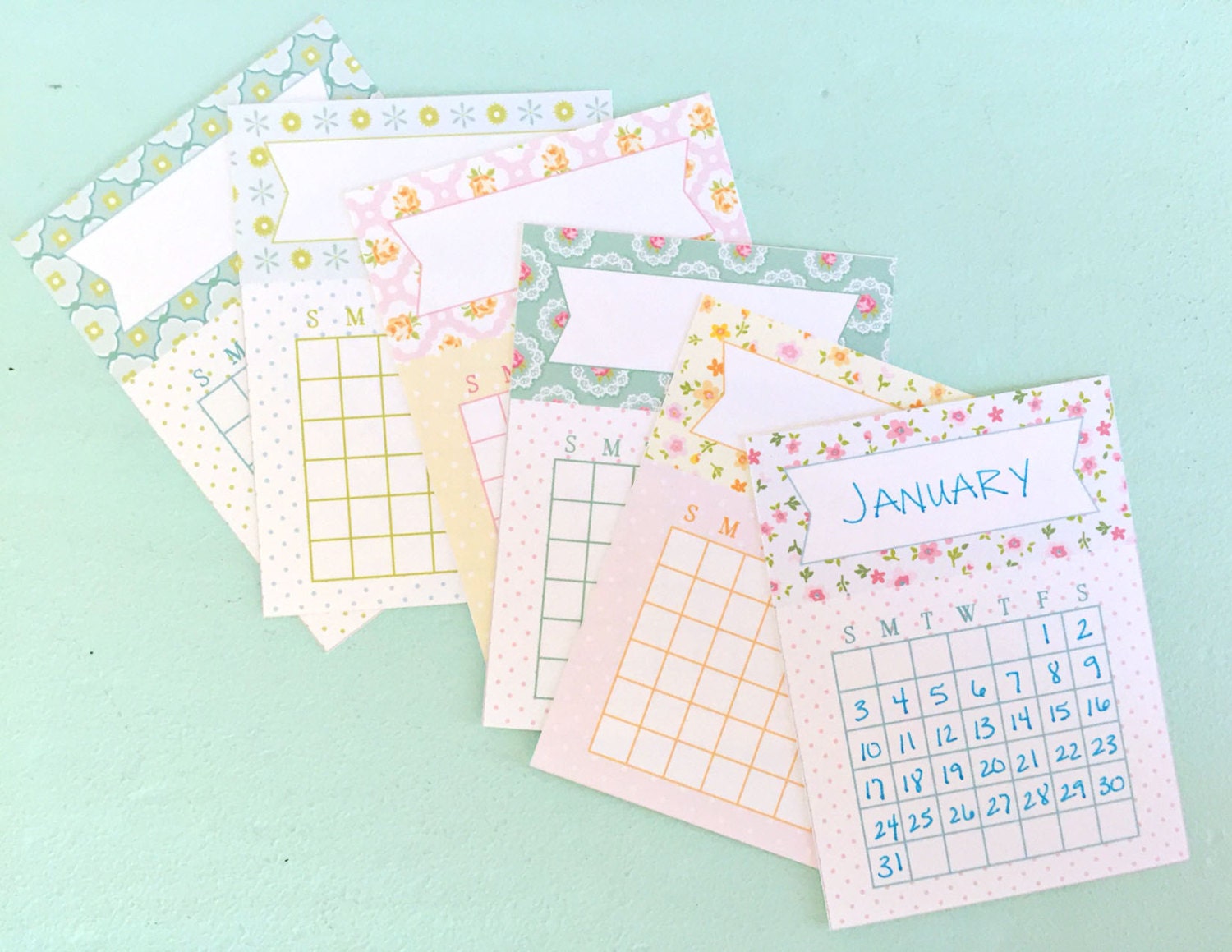 Printable MINI CALENDAR Journal cards/inserts Digital File