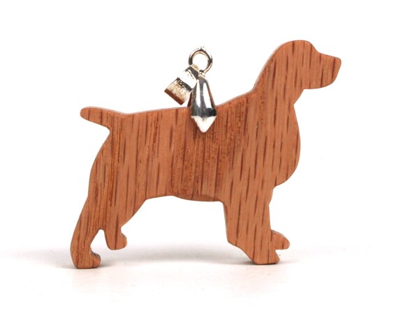 Wood English Springer Spaniel Necklace Dog Breed Pendant Pet