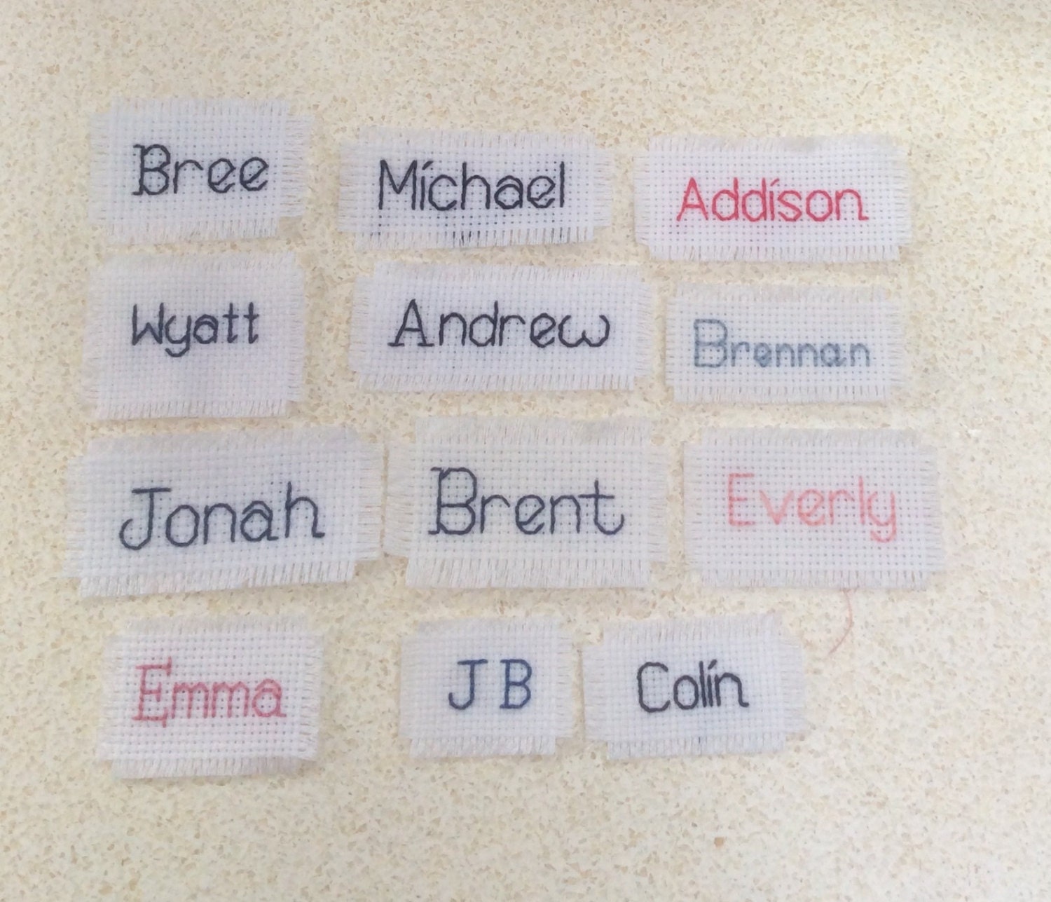 Name tags Personalized Name tags Monogram Hand Embroidered