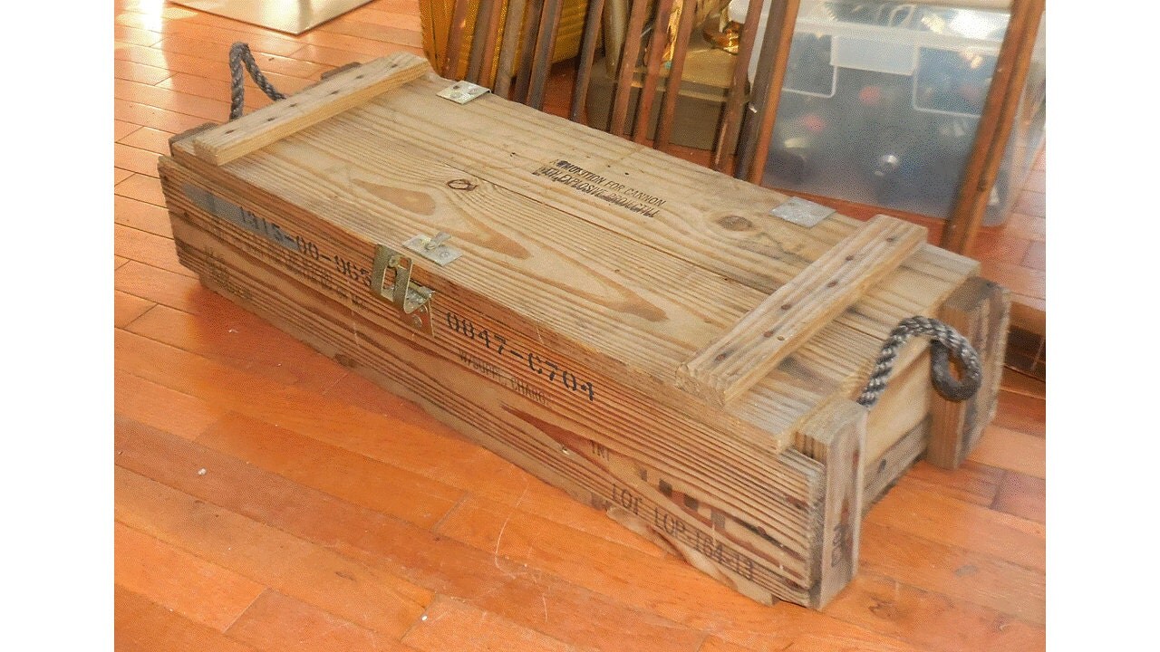 Cannon Explosive Projectile Ammunition Box Viet Nam Era 1969