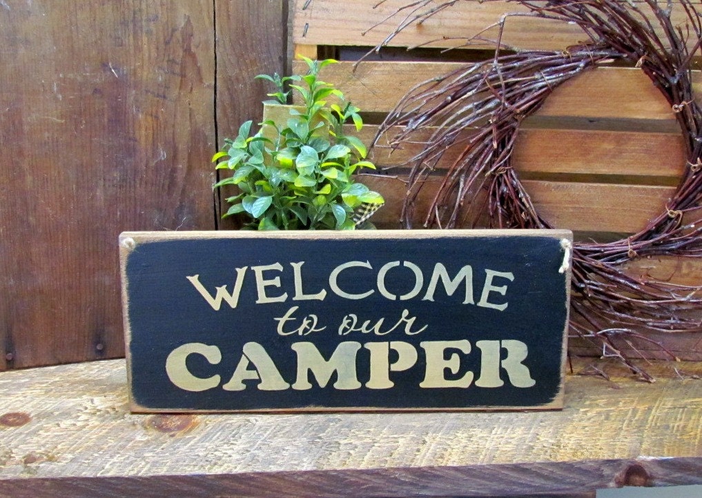 Wooden Camper Sign Welcome To Our Camper Campsite Decor