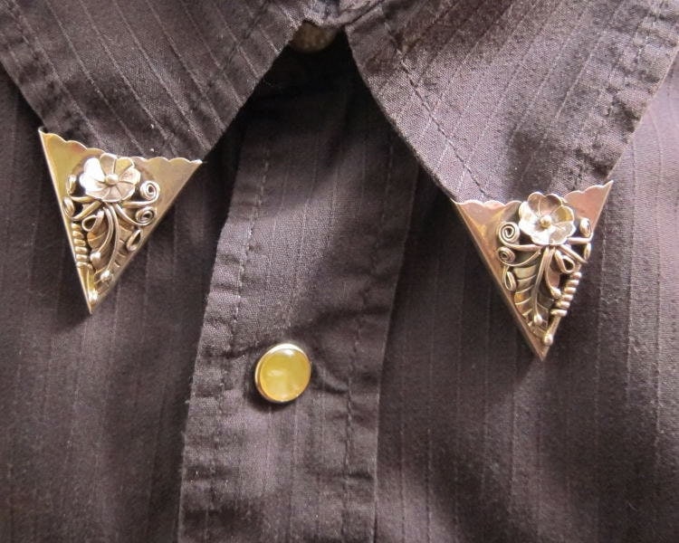 Collar Tips Navajo Style Sterling Silver Handmade Vintage 1970’s ...
