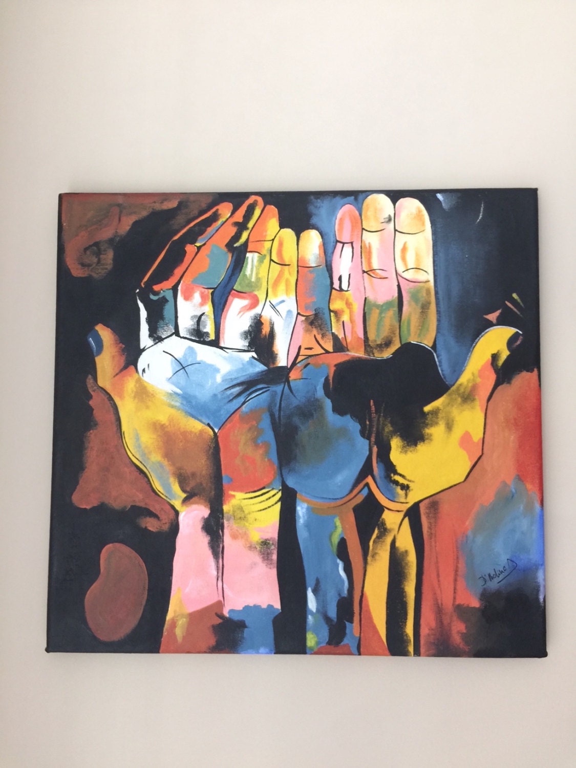 Guayasamin Diversity Hands cubism ecuadorian art acrylic