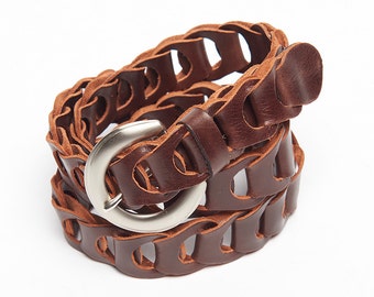 Leather link belt | Etsy