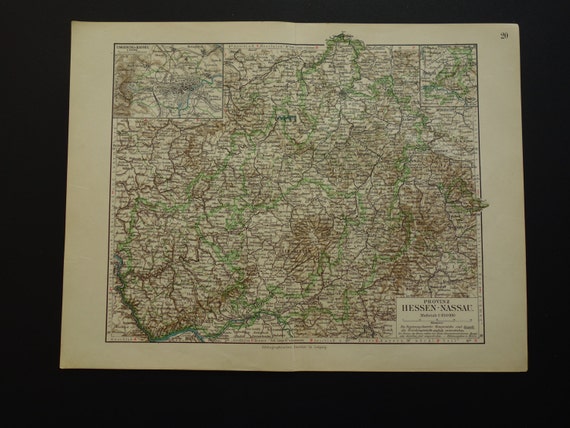 Old map of Hesse-Nassau Germany 1913 original by VintageOldMaps