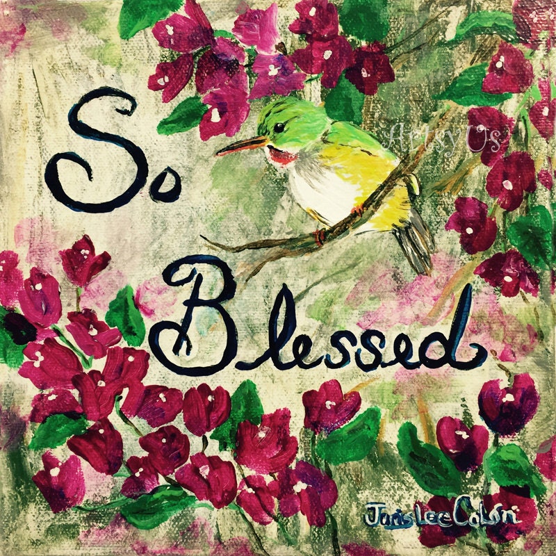 So Blessed word art inspirational acrylic original painting